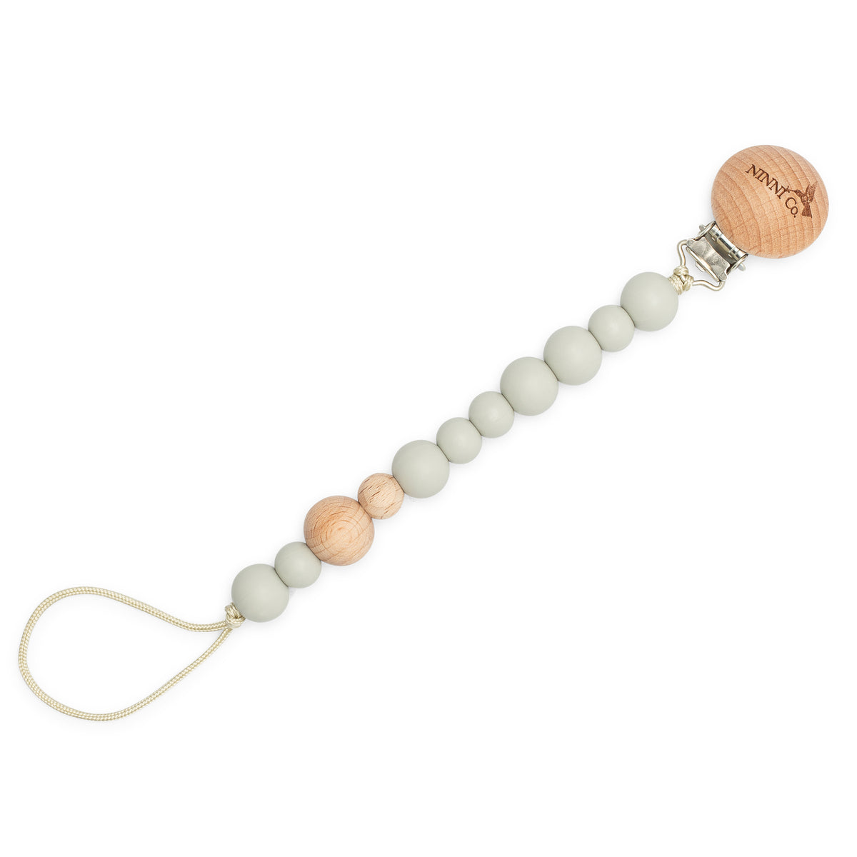 Mist Gray Beaded Silicone Pacifier Clip | Ninni Co.